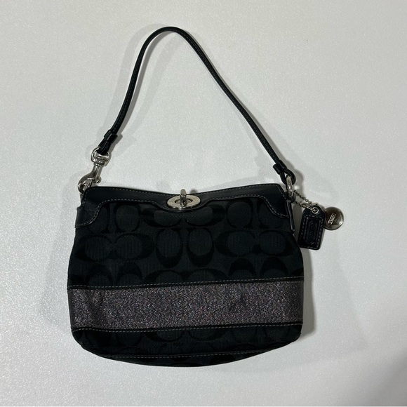 Coach | Bags | Coach Signature Monogram Metallic Lurex Turn Lock Small ...